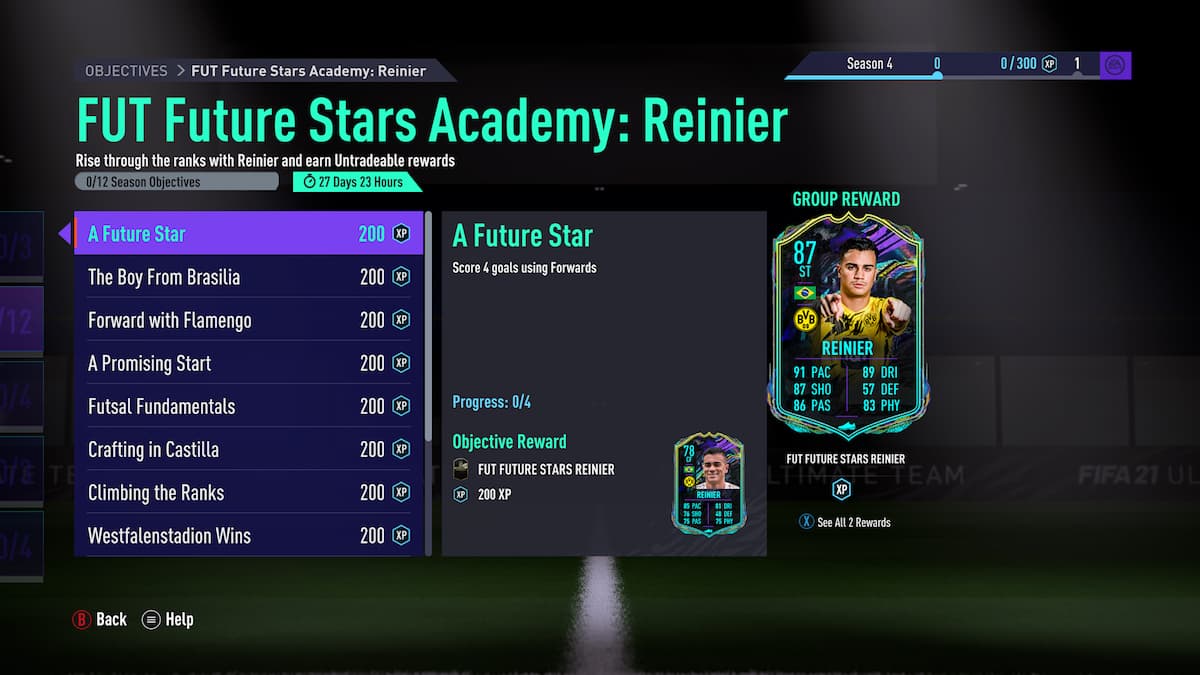 FIFA 21: How to complete FUT Future Stars Academy Reinier Objectives ... FIFA 21: How to complete FUT Future Stars Academy Reinier Objectives ...