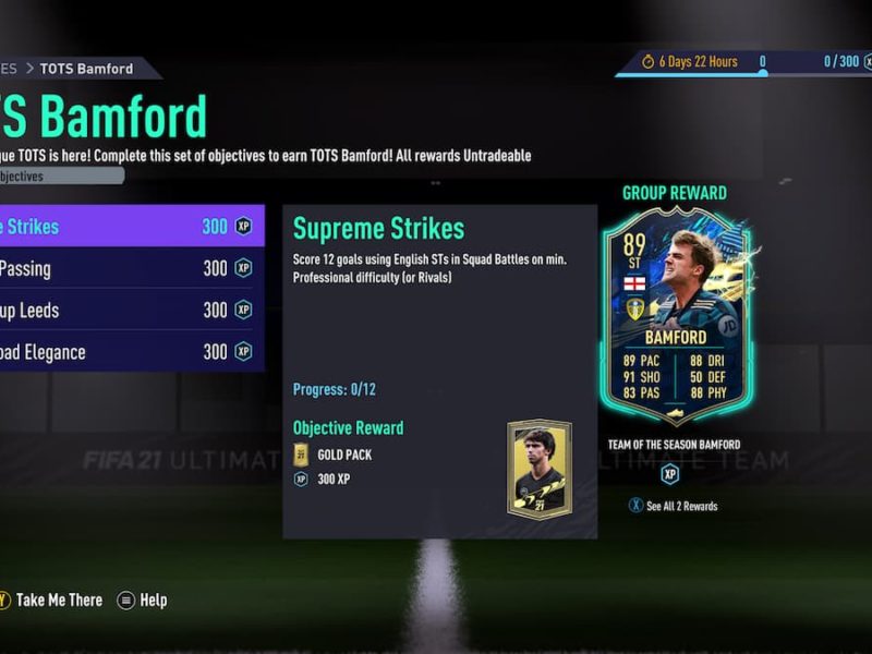 FIFA 21: How to complete TOTS Patrick Bamford Objectives challenge ...