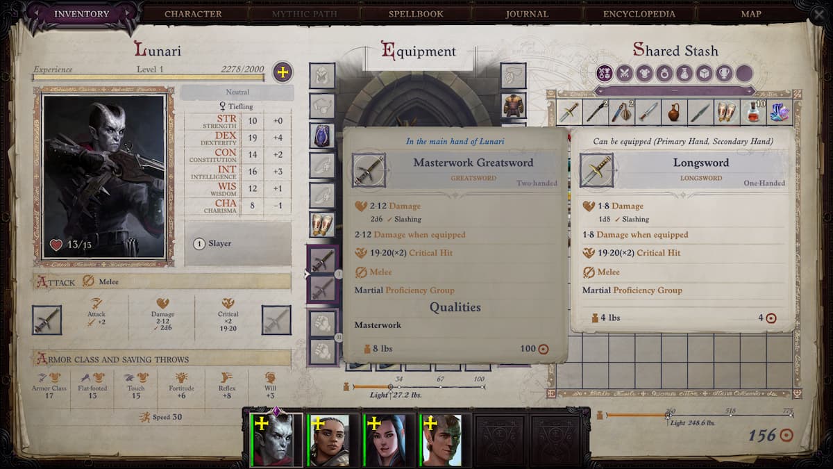 How to change weapons in Pathfinder Wrath of the Righteous - Gamepur