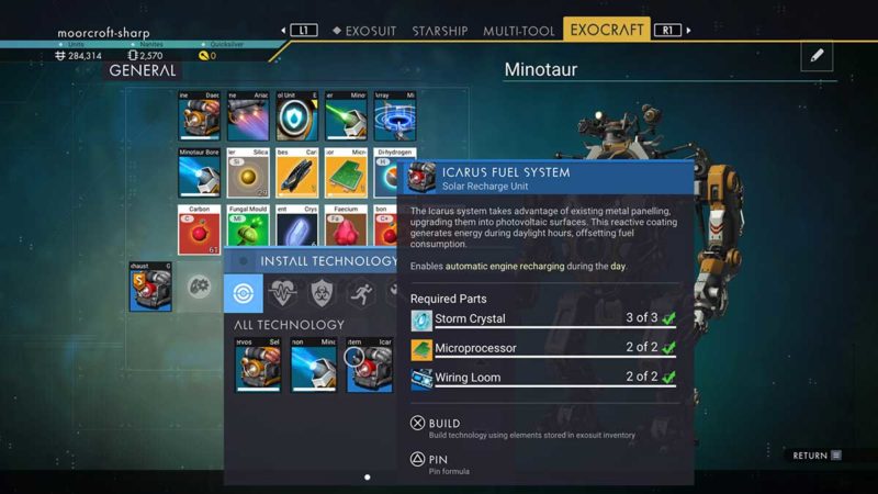 How to build the Icarus Fuel System for your Minotaur in No Man's Sky ...