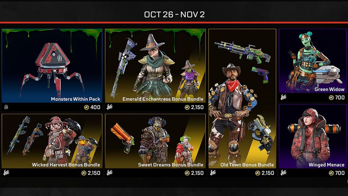 All returning Legend skins in the Monsters Within event for Apex ...