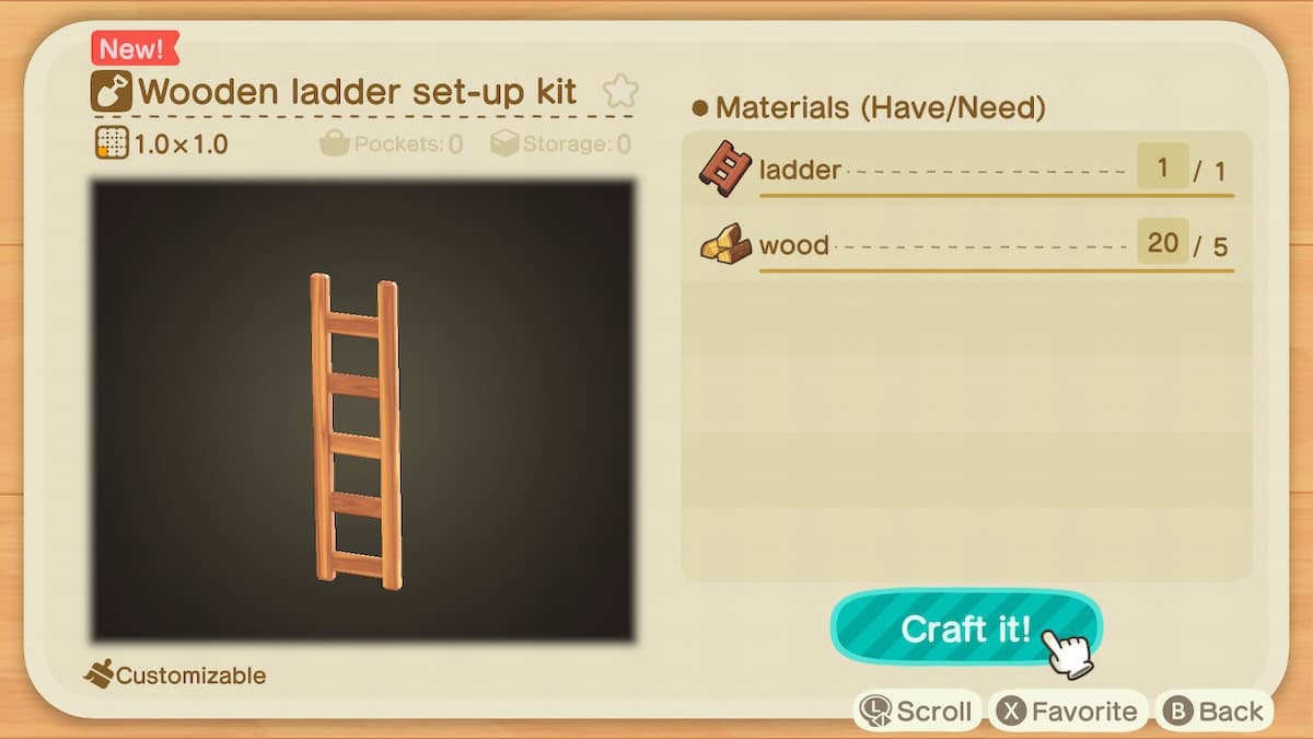 How to make a ladder set-up kit in Animal Crossing New Horizons' 2.0.0 ...