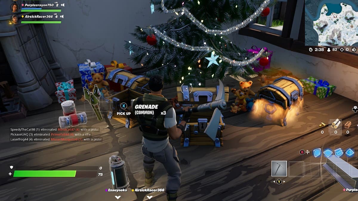 Where to search a treasure chest under a holiday tree in Fortnite ...