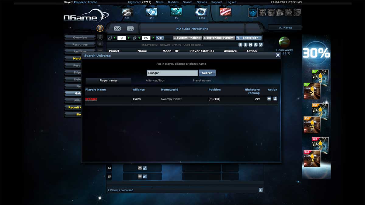How to find other players' planets in OGame - Gamepur