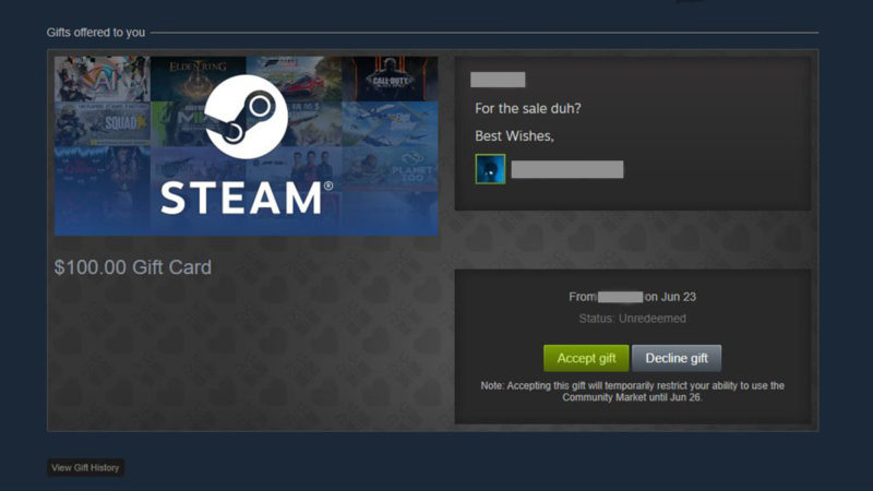 How to send a digital gift card through Steam - Gamepur