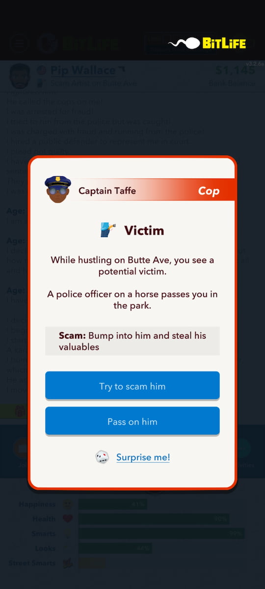 How to do the Bump-and-Grab Scam on cops in BitLife - Gamepur