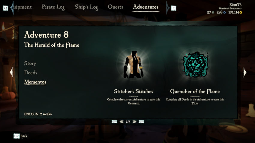 All rewards in Sea of Thieves: The Herald of the Flame Adventure and ...